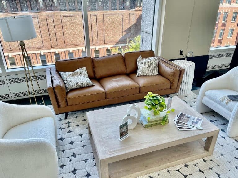 Bringing Warmth and Style with a Camel Leather Couch Living Room: 21 ...